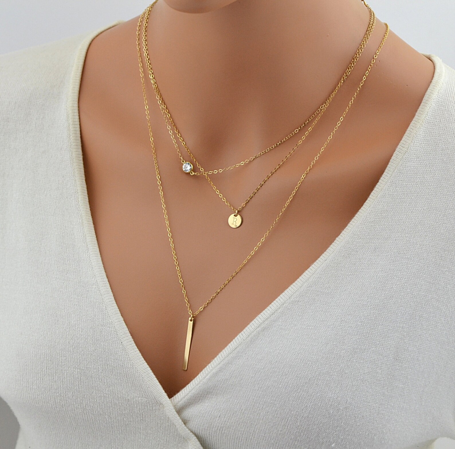CZ Necklace Delicate Gold Necklace Tiny Diamond Necklace - Etsy