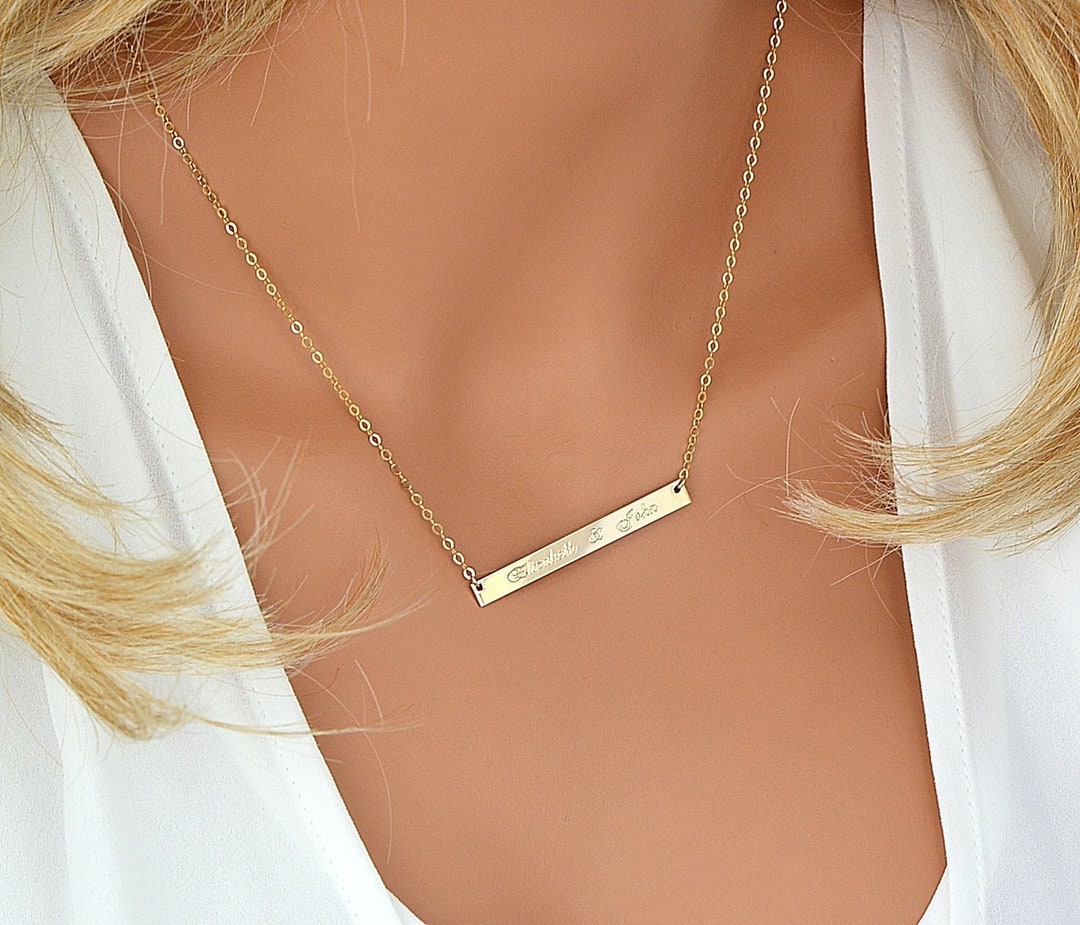 Bar Necklace, Gold Bar Necklace, Personalized Necklac Bar, Necklace for ...