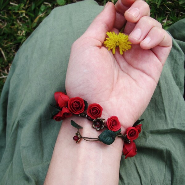 Red Rose Bracelet - Etsy