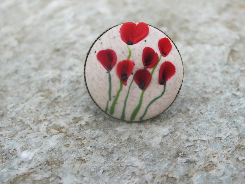 Poppies Ring Polymer Clay Ring Copper Ring Handmade Ring - Etsy