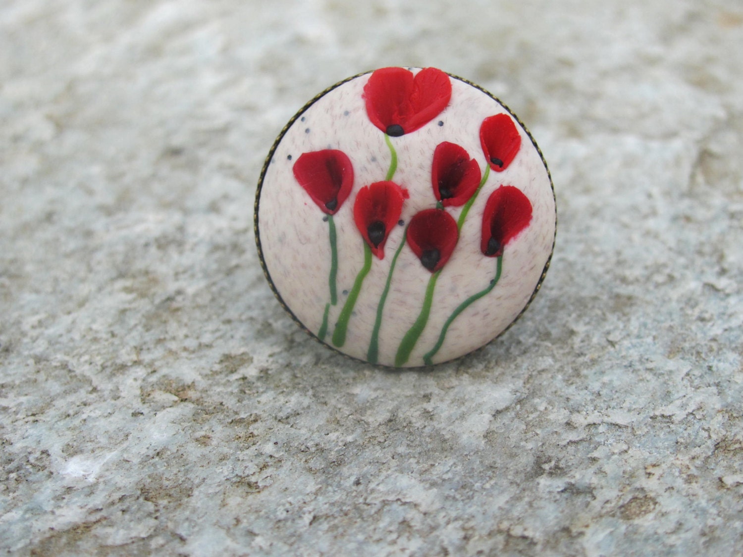 Poppies Ring Polymer Clay Ring Copper Ring Handmade Ring - Etsy