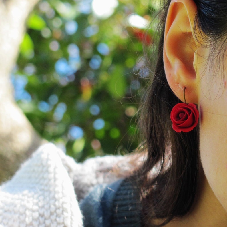 Vintage Red Roses Polymer Clay Earrings Handmade Roses - Etsy