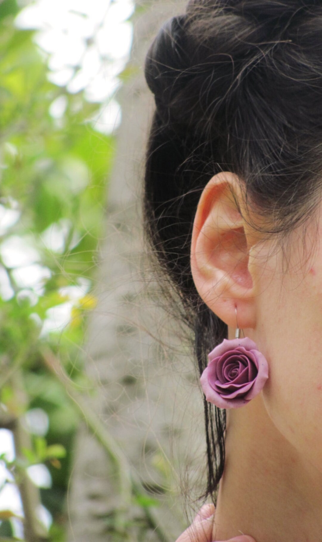 Purple-magenta-lilac Rose Earrings Handmade Polymer Clay - Etsy