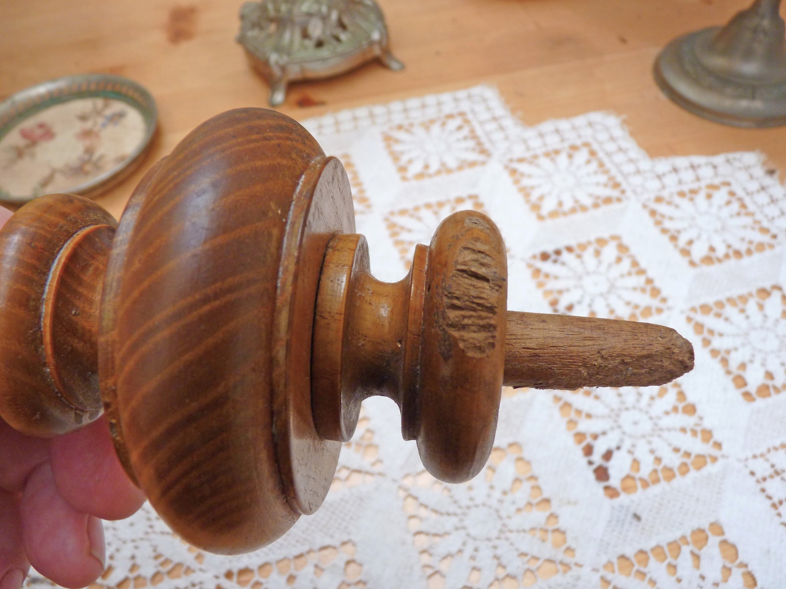 A French, Antique Wooden Finial, Hand Turned, A Beautiful, Addition to ...