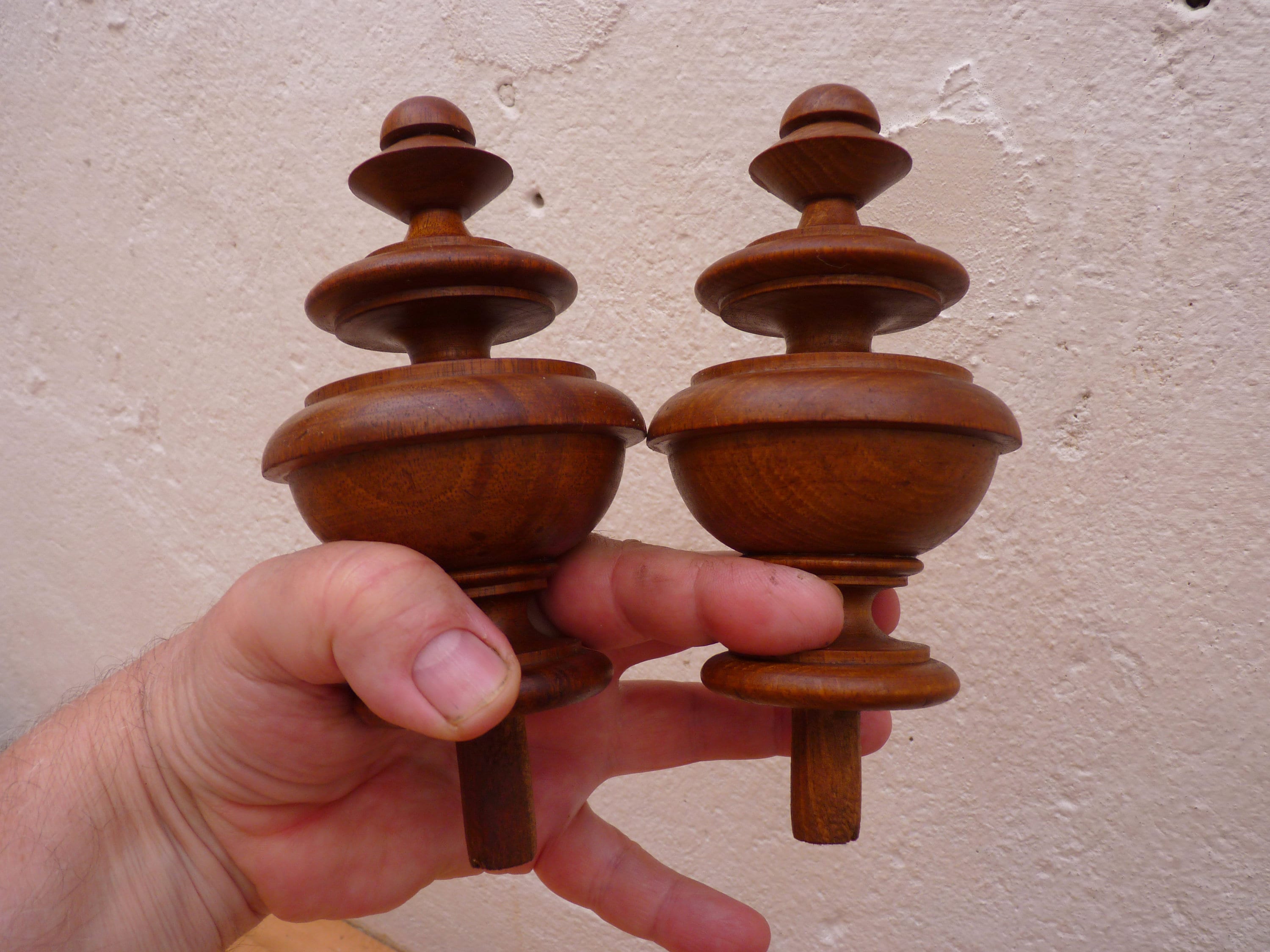 Set of Two, Superb, Flawless, Wood Finials, Antique, French, Great for ...