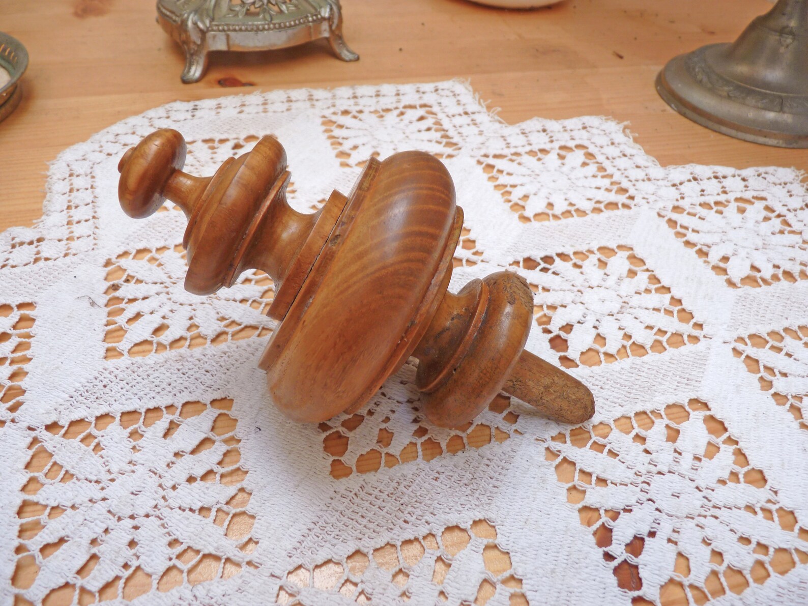 A French, Antique Wooden Finial, Hand Turned, A Beautiful, Addition to ...