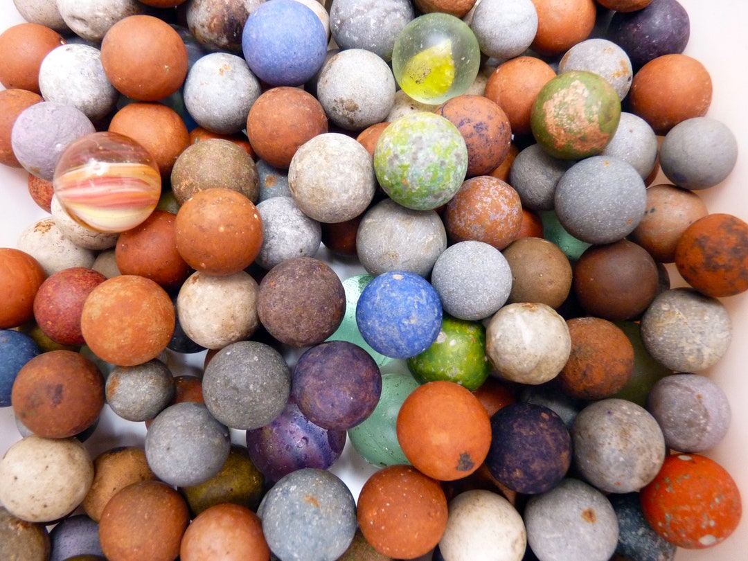 Pretty, Antique, French, Multicolored, Clay Marbles - Etsy