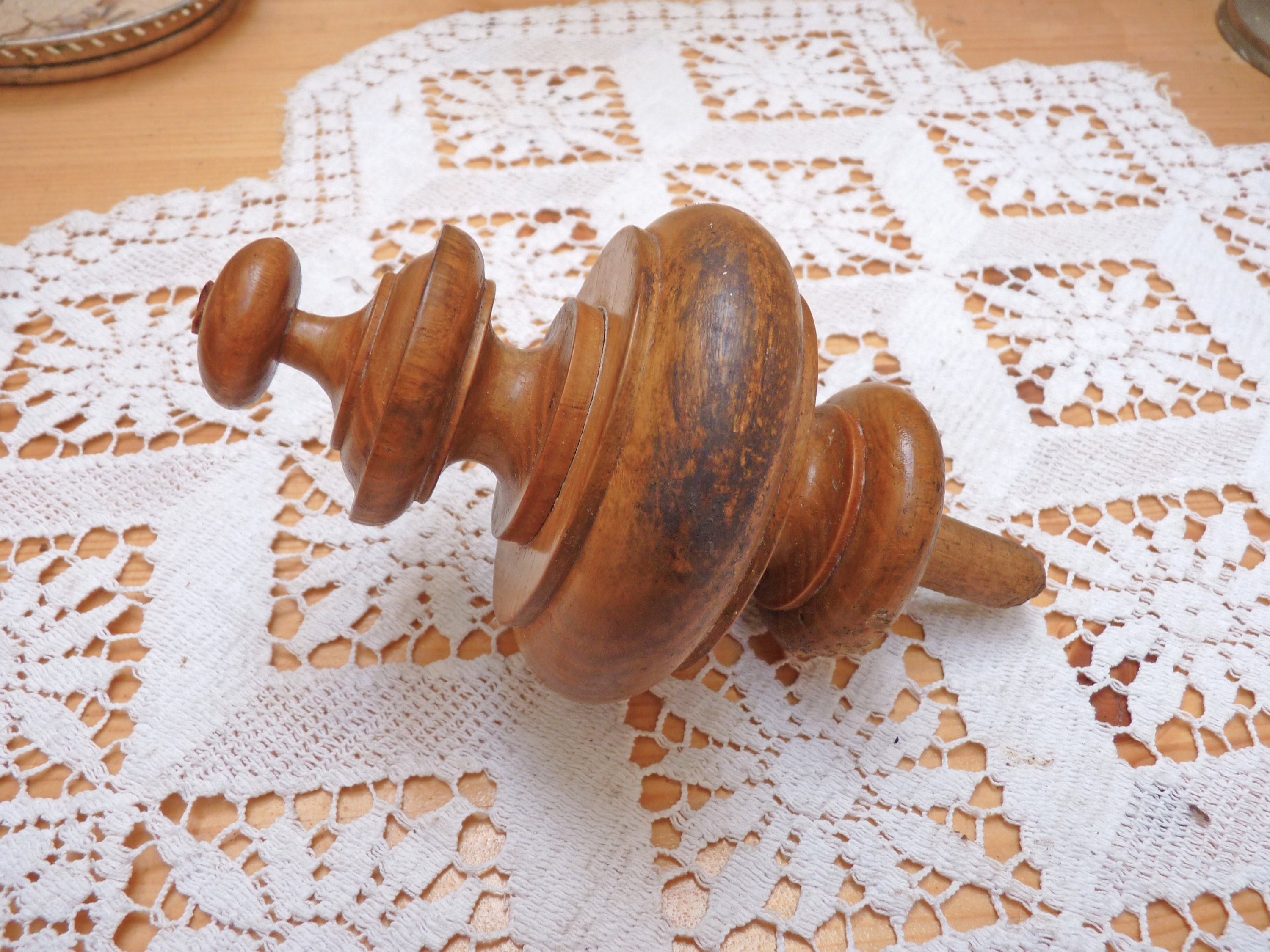 A French, Antique Wooden Finial, Hand Turned, A Beautiful, Addition to ...