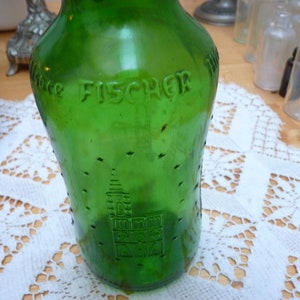 Vintage, Fischer, Green Beer Bottle,embossed, Bière D'alsace With the ...