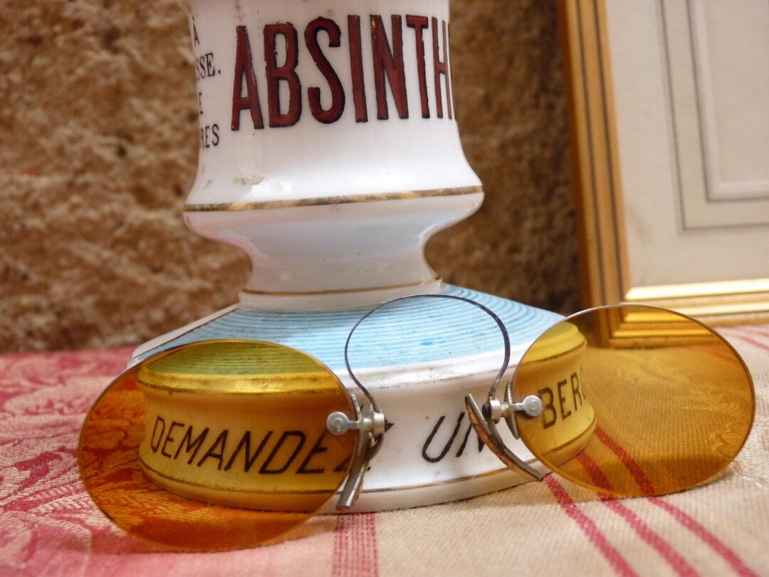 Antique 19th Century French Rimless Pince-nez Sunglasses With Brown ...