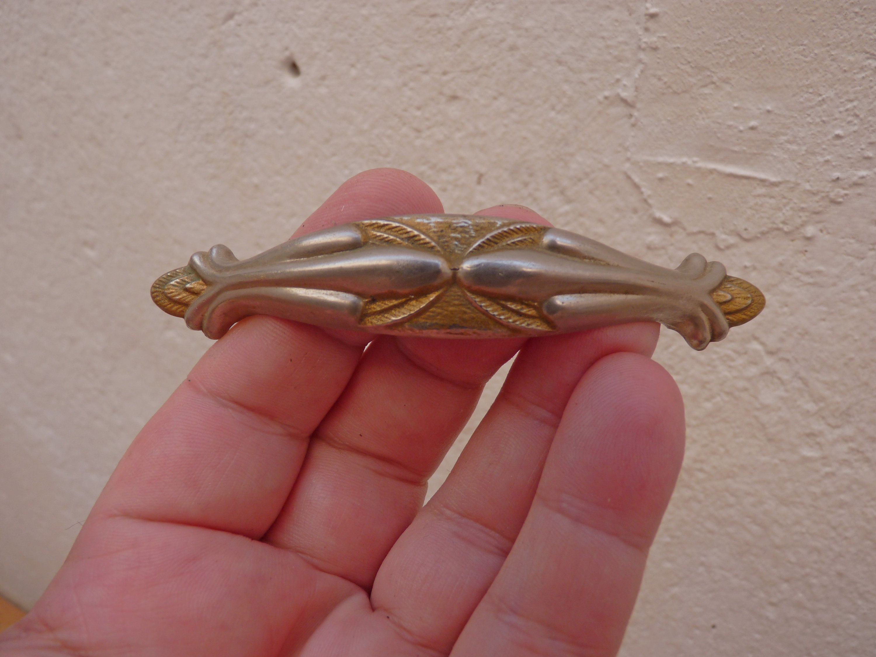 Four Pretty Art Deco Metal Drawer Handles Chrome With Gold - Etsy