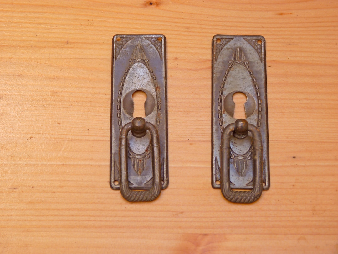 Two, French, Antique, Art Nouveau, Vertical Drawer Pulls, Metal, Draw ...