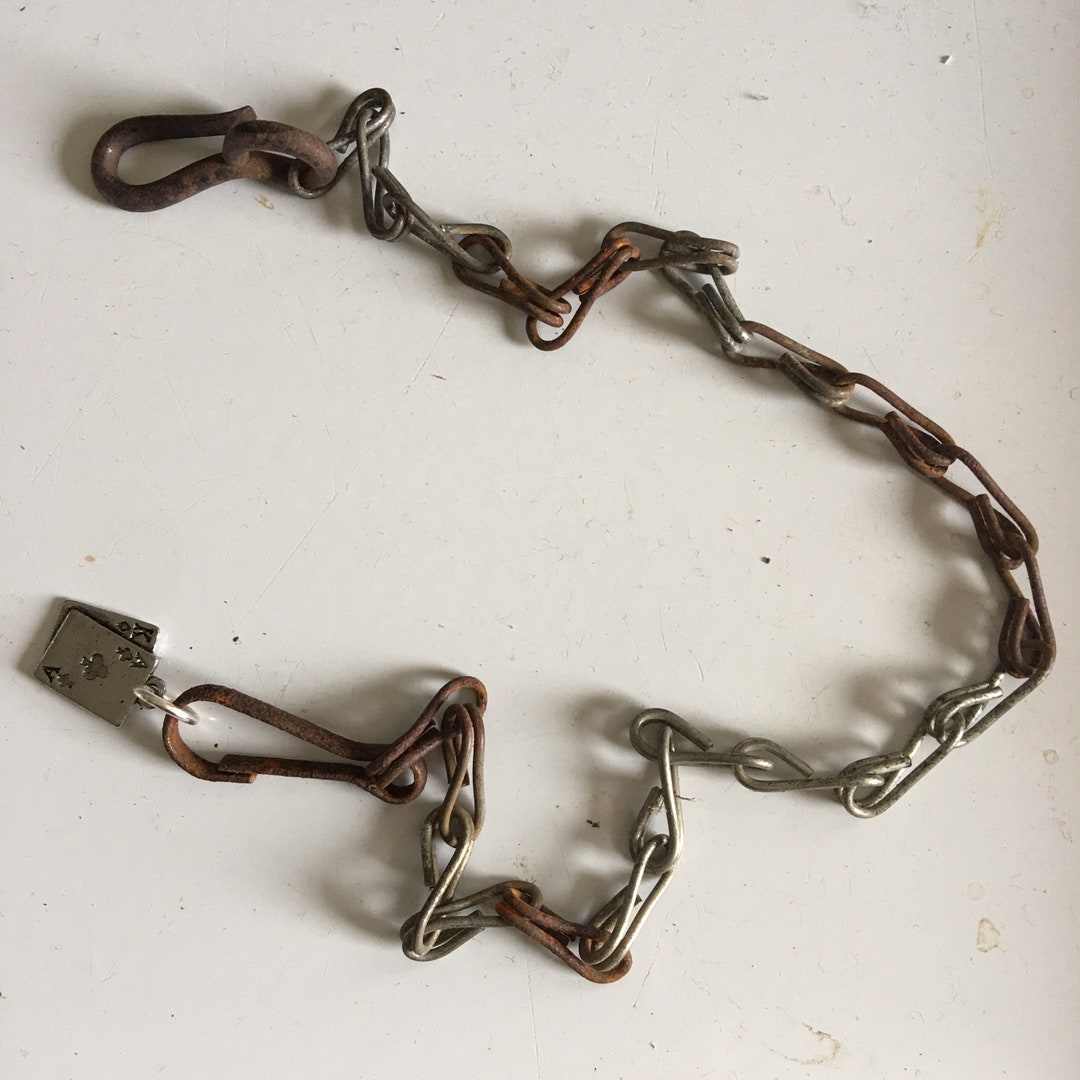 French Keychain Old Steel Chain With Steel Clip and Hook - Etsy