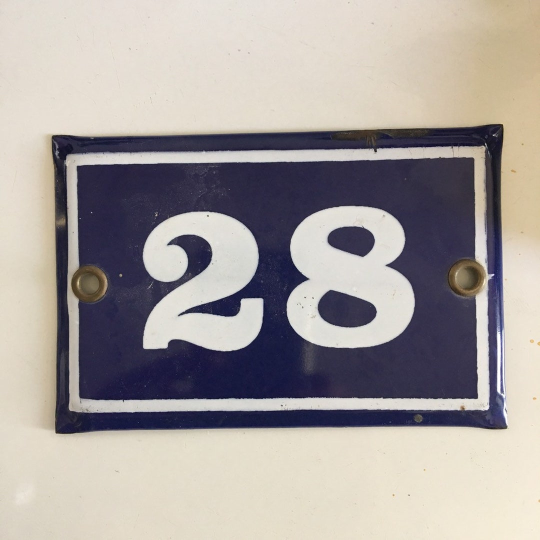 French Enamel House Number 28 Blue With White Detail and - Etsy