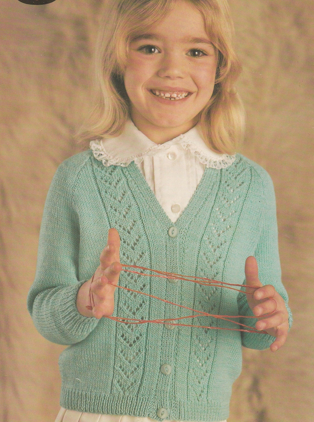 PDF Girls 4 Ply and Dk Cardigan Instant DOWNLOAD Vintage UK Knitting ...