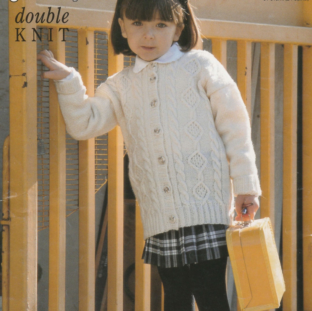 PDF Girls Cable Cardigan INSTANT DOWNLOAD Vintage Knitting Pattern 24 ...