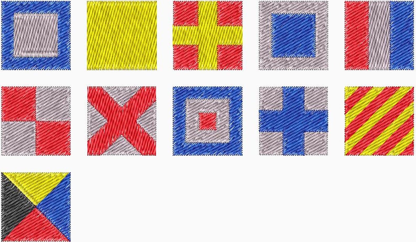 Nautical Flags Embroidery (.pes) Files 3 Size (.5 / 1 in / 2 In) - Etsy