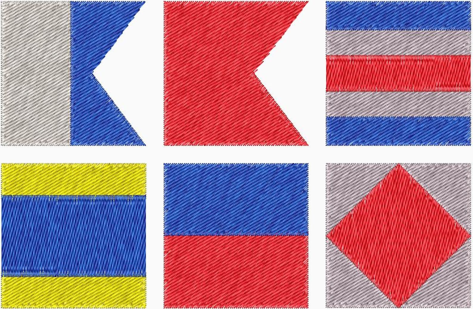 Nautical Flags Embroidery (.pes) Files 3 Size (.5 / 1 in / 2 In) - Etsy