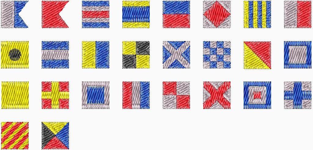Nautical Flags Embroidery (.pes) Files 3 Size (.5 / 1 in / 2 In) - Etsy