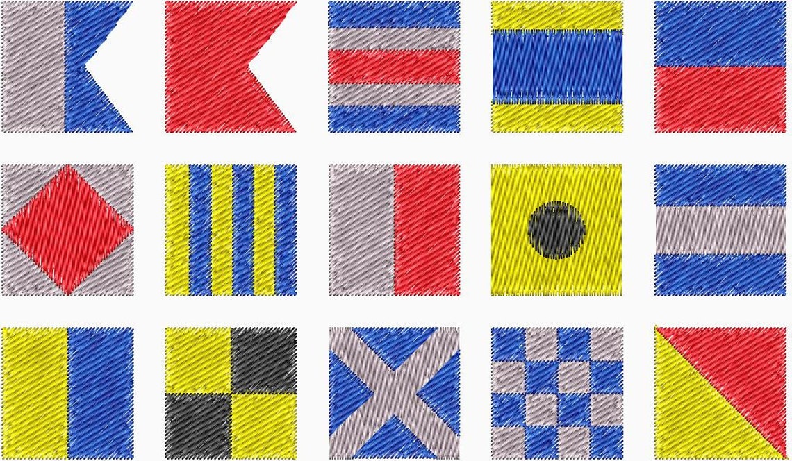 Nautical Flags Embroidery (.pes) Files 3 Size (.5 / 1 in / 2 In) - Etsy