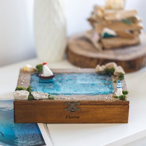 Wooden Sea Jewelry Box With Dividers. Trinket Treasure Box Rings ...