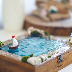 Wooden Sea Jewelry Box With Dividers. Trinket Treasure Box Rings ...
