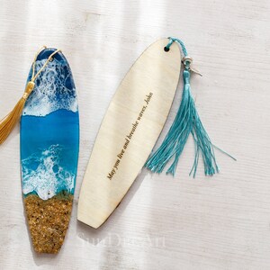 Mini Surfboard Bookmark: Handmade Wood & Resin Beach Decor - Etsy