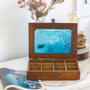 Wooden Sea Jewelry Box With Dividers. Trinket Treasure Box Rings ...