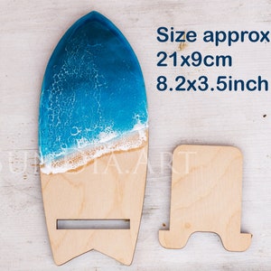 Personalized Surfboard Phone Stand: Resin Sea, Wooden Cell Phone Holder ...
