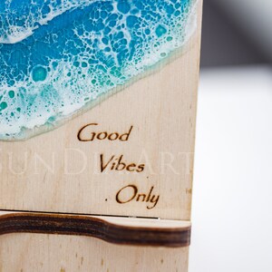 Personalized Surfboard Phone Stand: Resin Sea, Wooden Cell Phone Holder ...