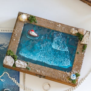 Wooden Sea Jewelry Box With Dividers. Trinket Treasure Box Rings ...