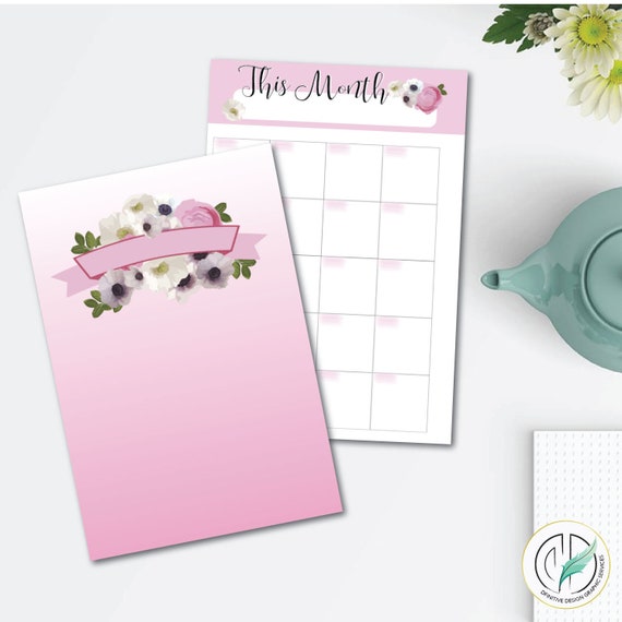 Pink Blooms Printable Planner Set Monthly/weekly/hourly A5 | Etsy