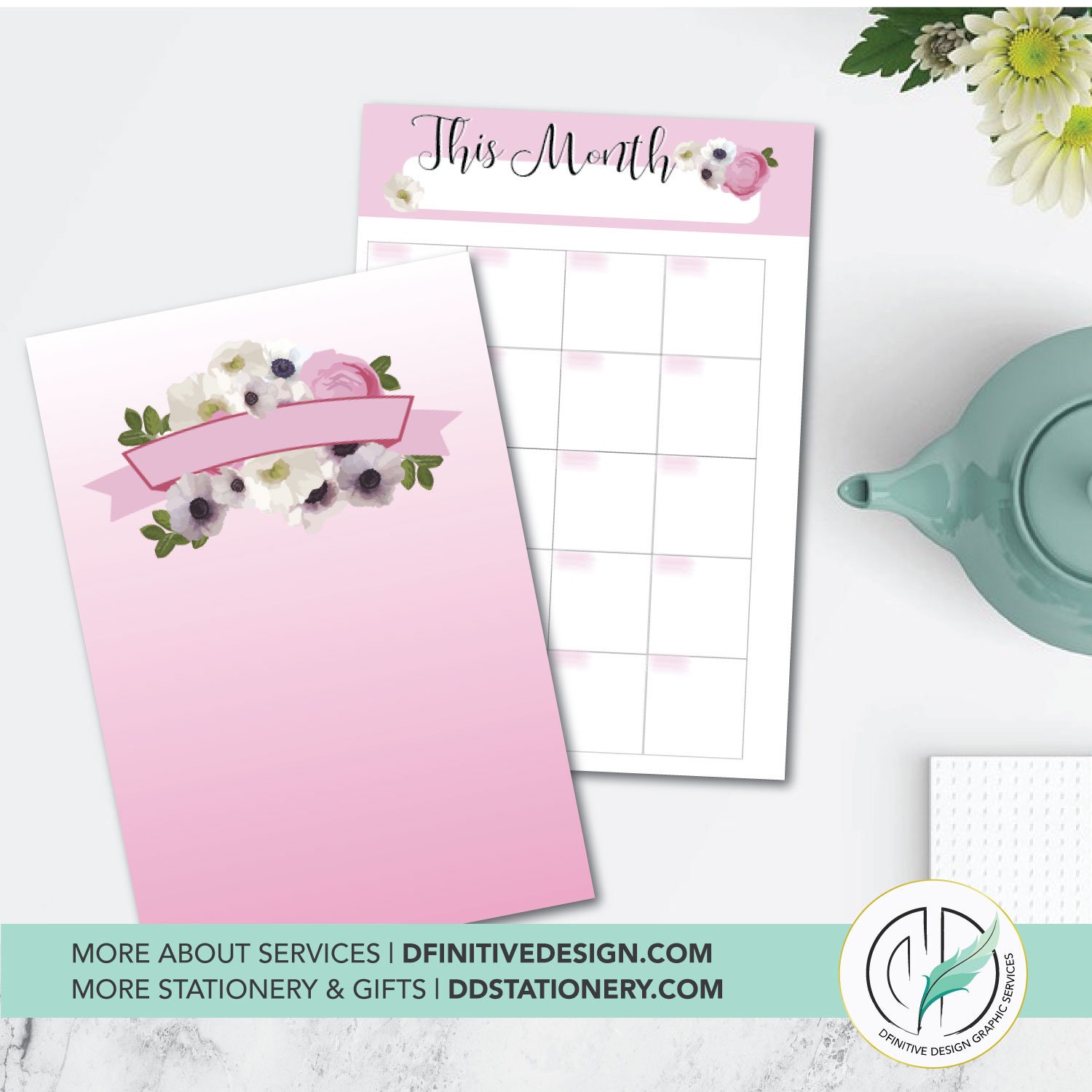 Pink Blooms Printable Planner Set - Monthly/weekly/hourly - 8.5 X 11 ...