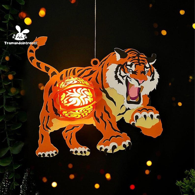 Tiger Lantern PDF, SVG, Studio Templates - DIY Animal Paper Lantern for ...