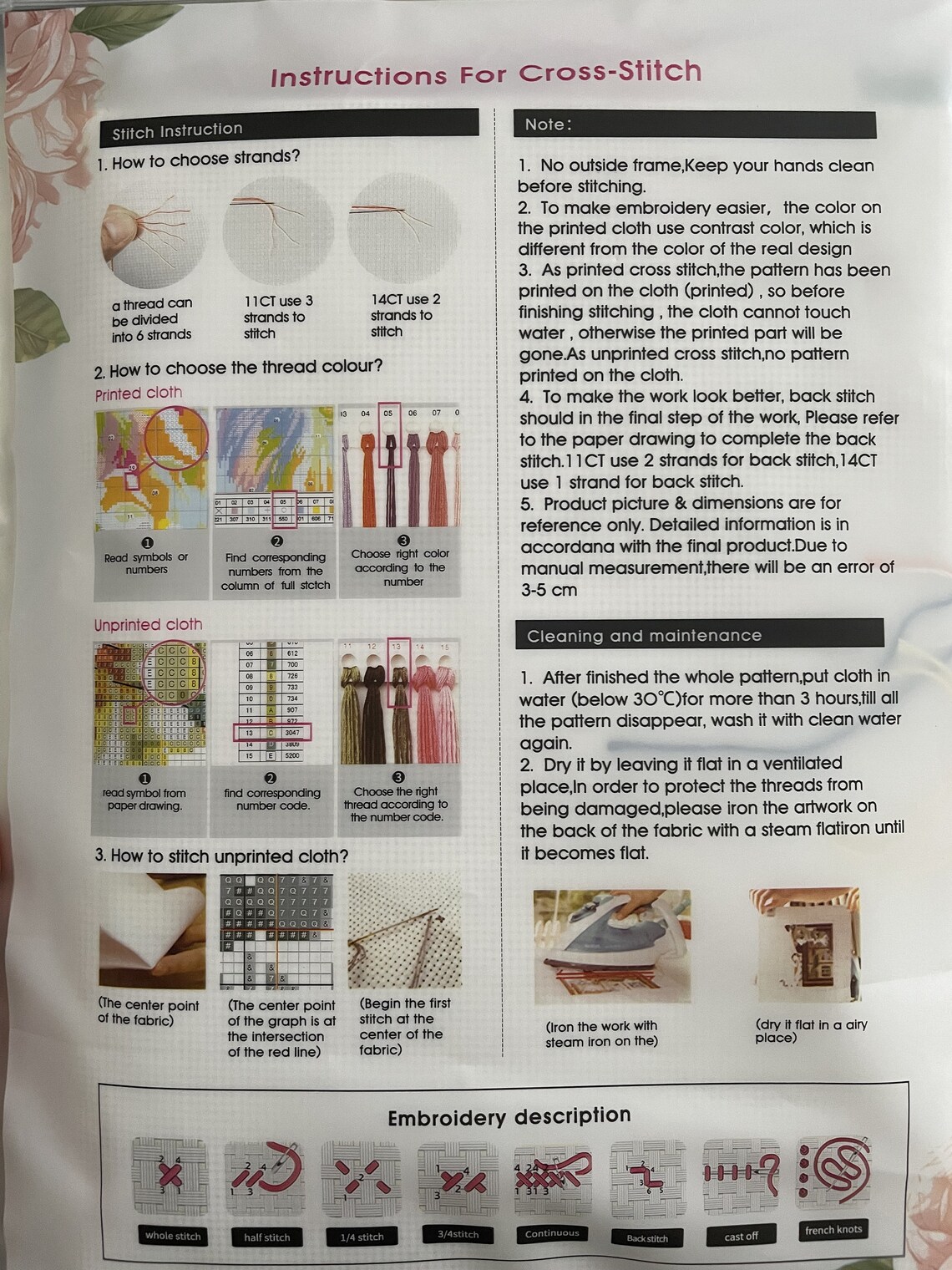 Stamped Pre-printed Cross Stitch Kit, DIY Gifts, Embroidery Kit, Bees ...