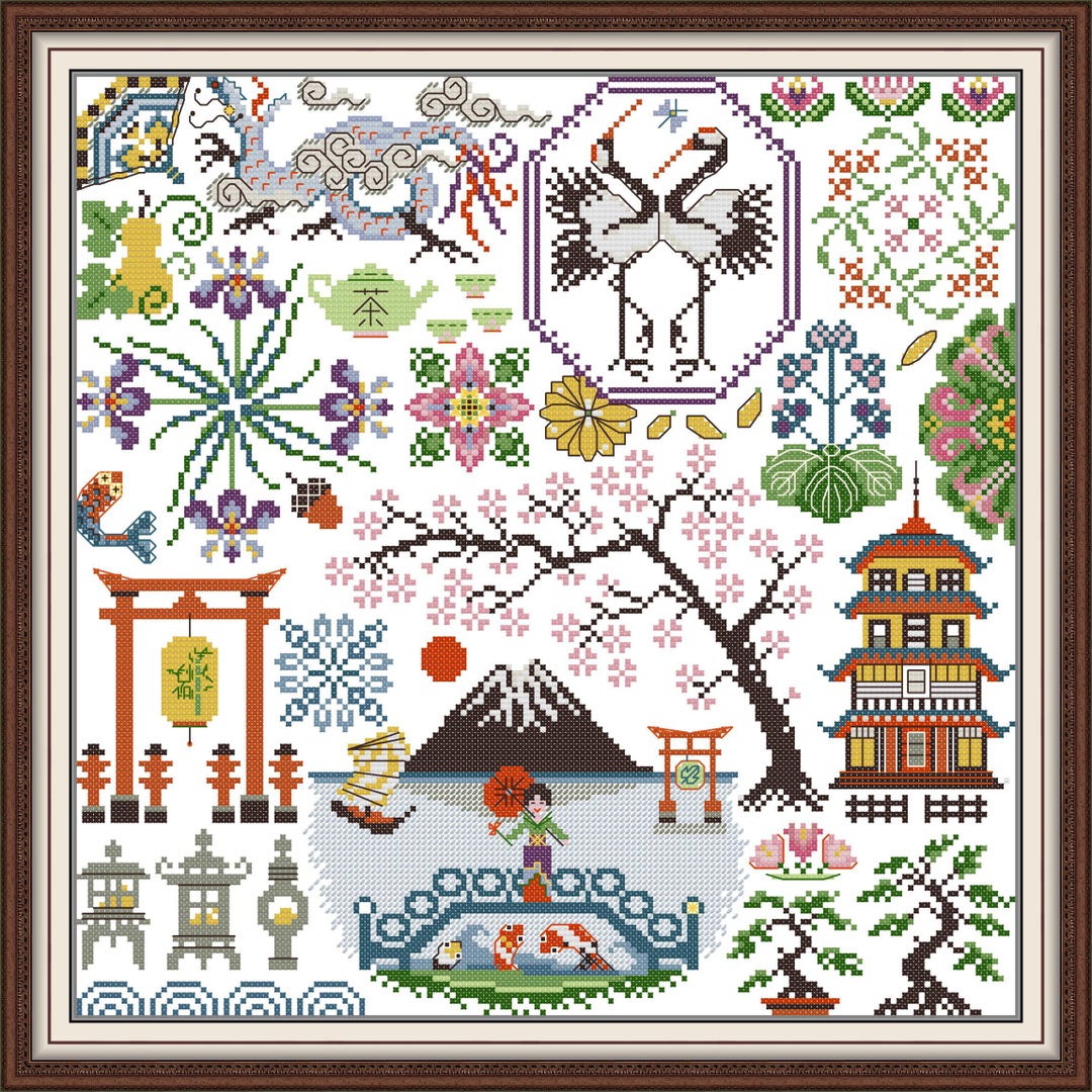 14ct / 11ct Stamped Fuji Mountain Cross Stitch Kit: Japan DIY ...
