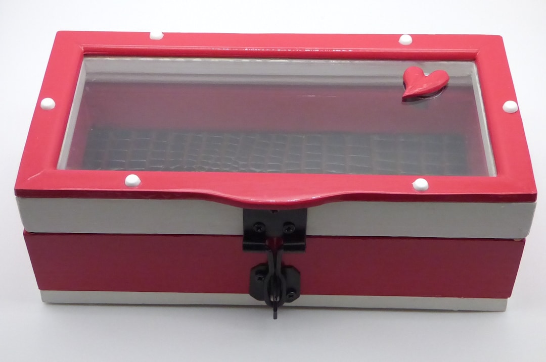 Unique Handmade Hot Pink and Jasmine White Wood and Glass Jewellery Box ...