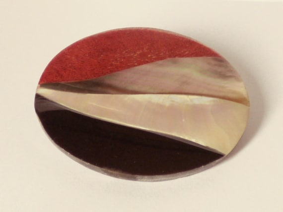 Vintage Philippine Multi Colour Handmade Brooch Pin, … - Gem