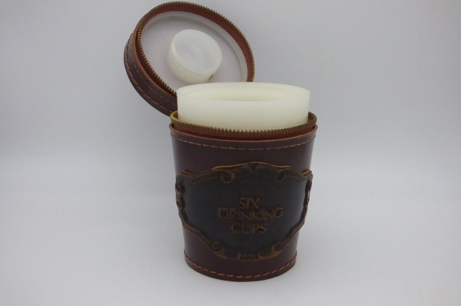 Picnic Cups in Leather Holder - Etsy UK