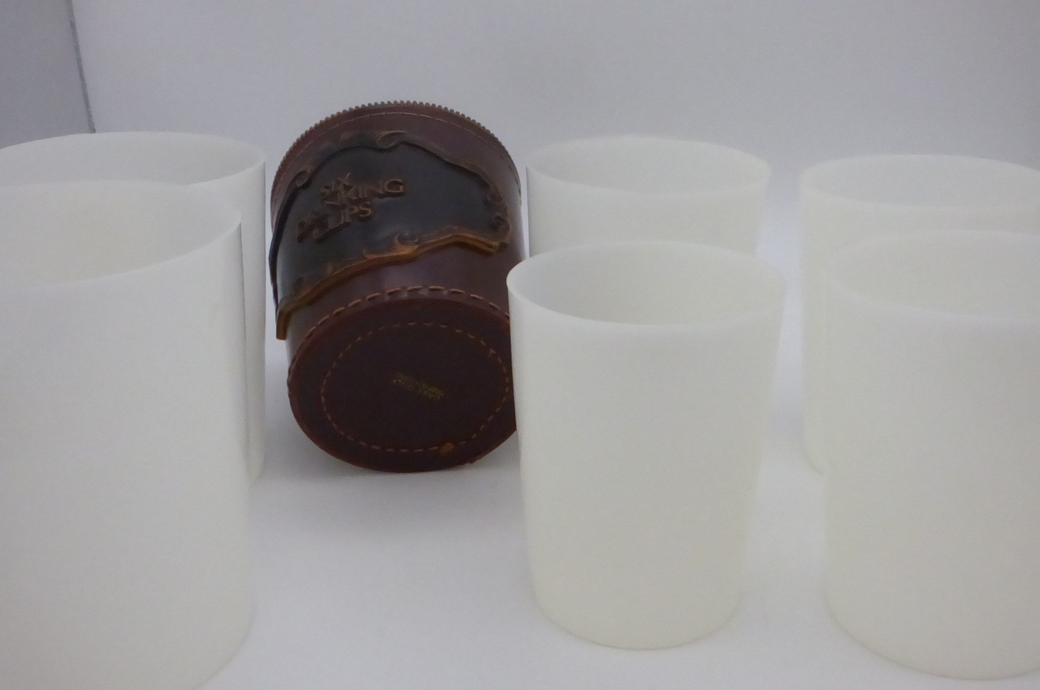 Picnic Cups in Leather Holder - Etsy UK