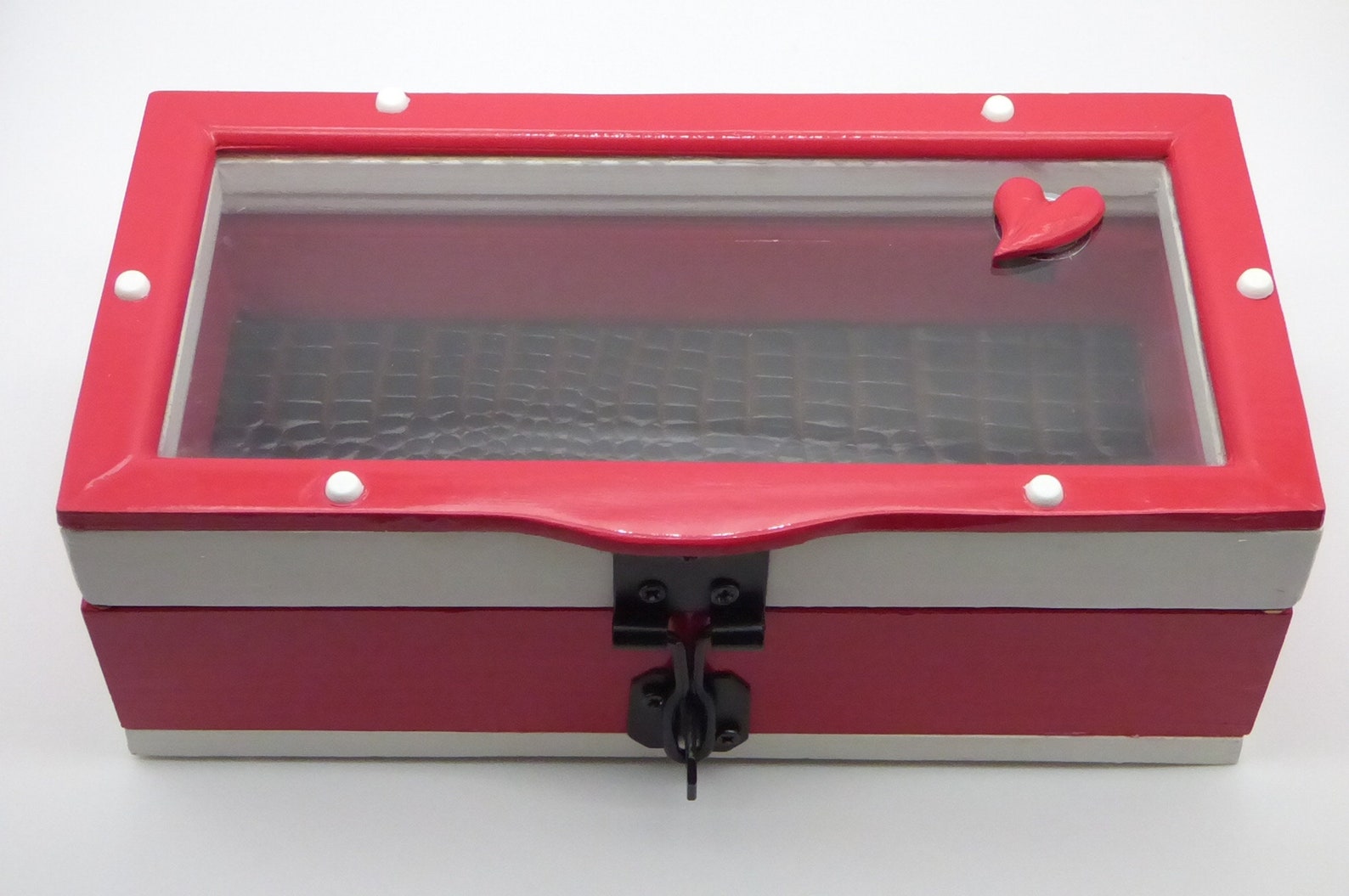 Unique Handmade Hot Pink and Jasmine White Wood and Glass Jewellery Box ...