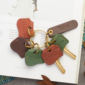 Personalized Leather Key Cover With Name Tag | Name Engraved Leather ...