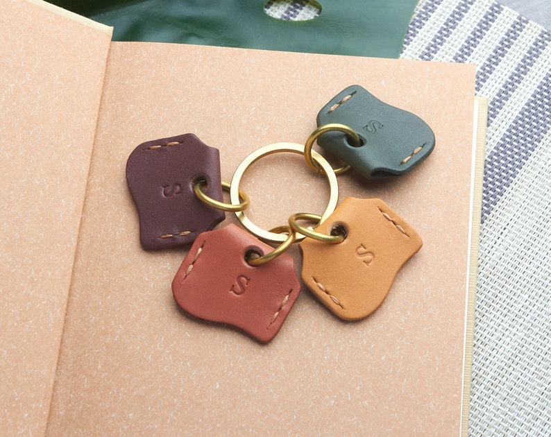 Personalized Leather Key Cover With Solid Brass Split Key Ring | Etsy