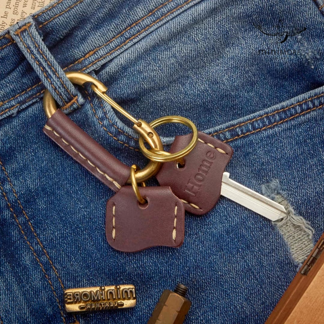 Genuine Leather Carabiner Keychain With Key Covers | Leather Belt Clip ...