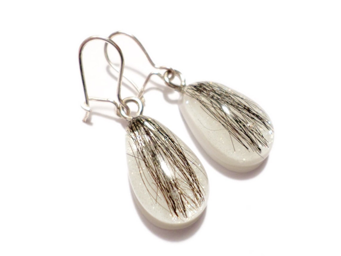 Custom Hair Lock Resin Personalized Earrings - Handmade Jewelry - Baby ...