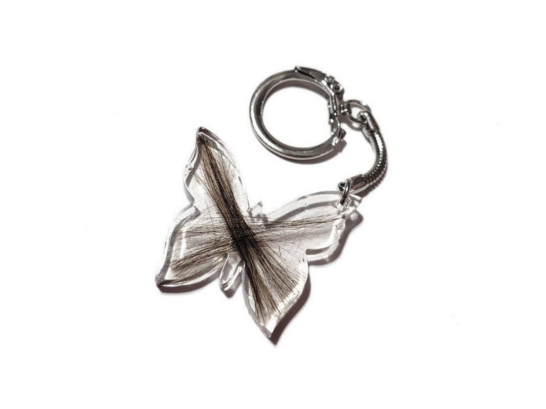 BUTTERFLY Custom Hair Locket Resin Key Chain Keepsake- Baby Hair - Pet ...