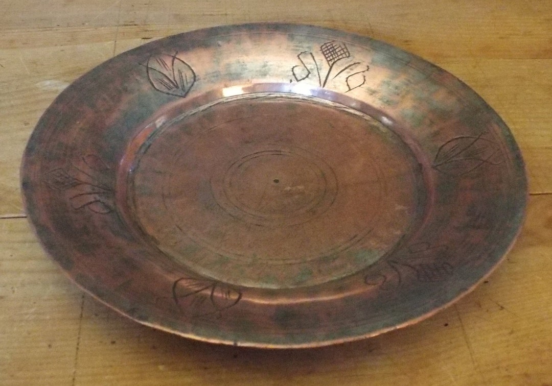 Vintage Ottoman Turkish Copper Plate With Etched Figures - Etsy