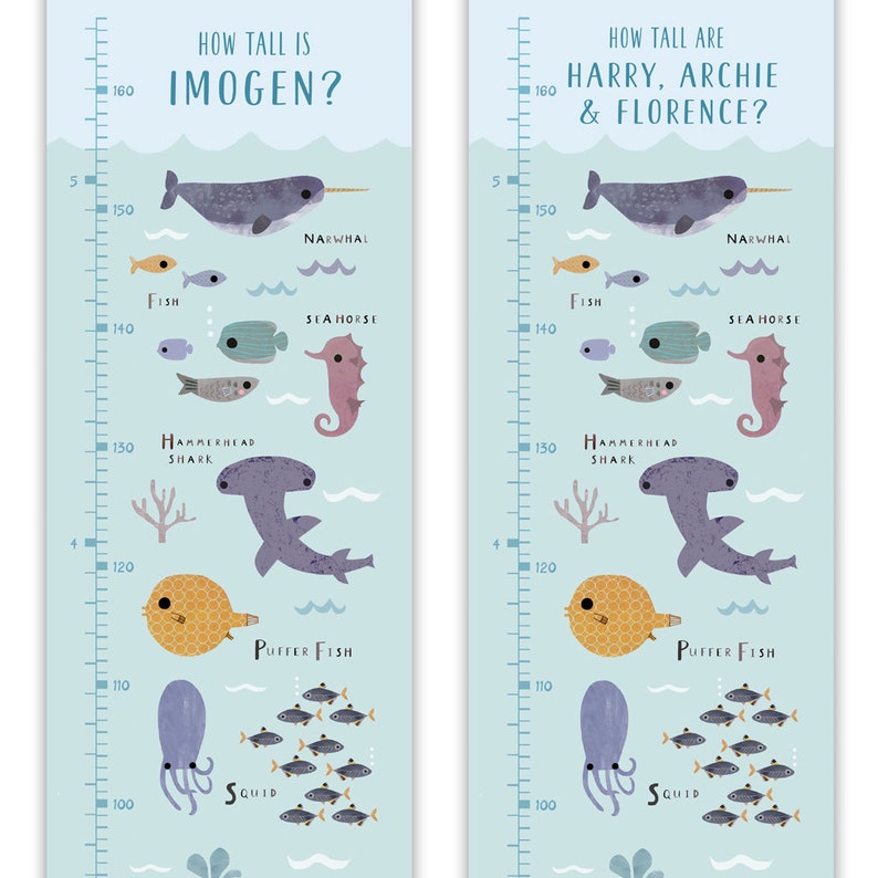 Personalised Ocean Height / Growth Chart - Children's Wall Art - Etsy