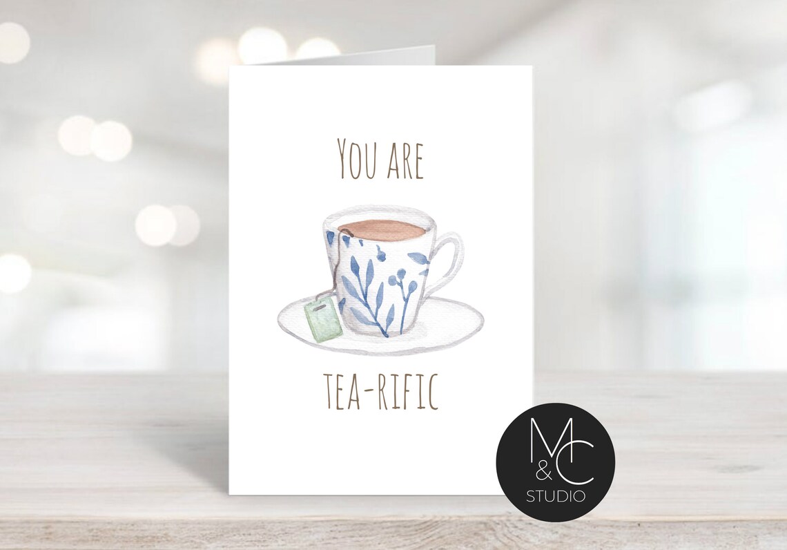 Tea Best Friend Card Funny Birthday Card Kraft Paper | Etsy