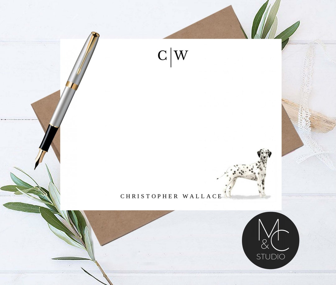 Dalmation Dog Personalized Note Cards, Stationery, Gift, Flat Note ...